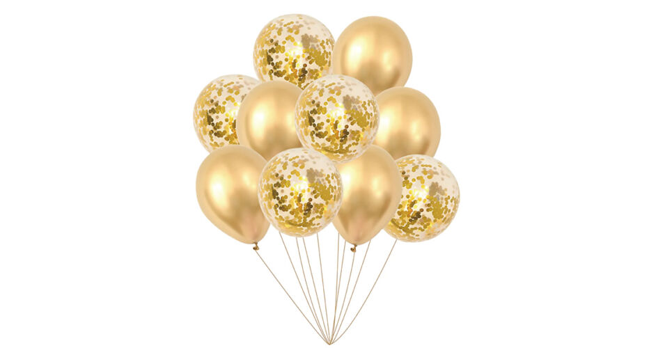 Lufi csomag, arany és arany konfettis - 11 inch-es lufik - Lufipark.hu ...