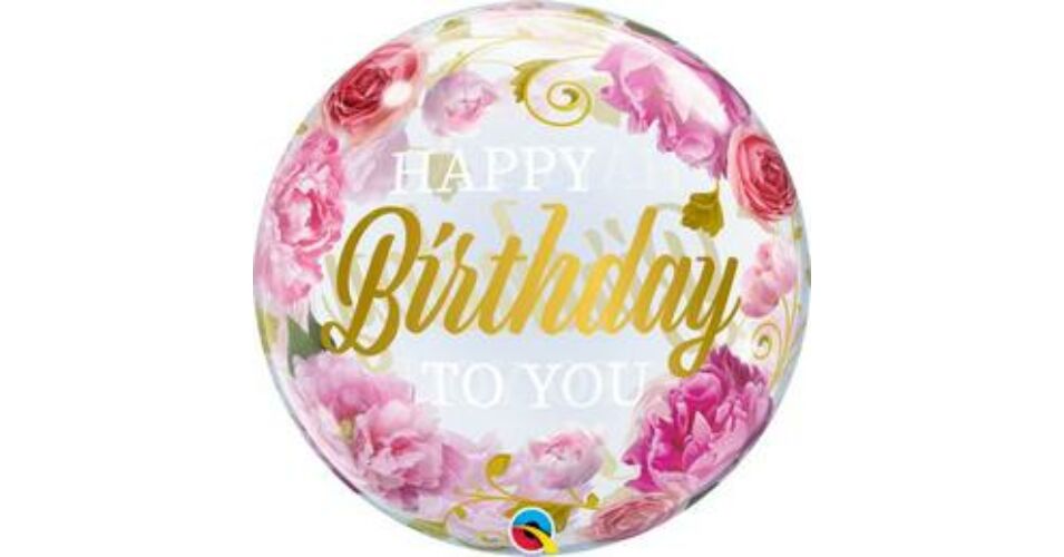 22 inch-es happy bday rózsa mintás bubbl - Szülinapos lufik - Lufipark ...